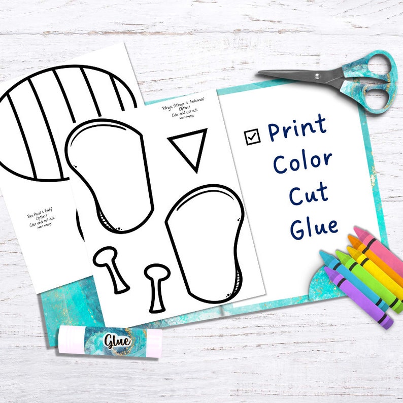 Printable Kids Bee Craft Template, Bug Craft, Insect Craft, Spring ...