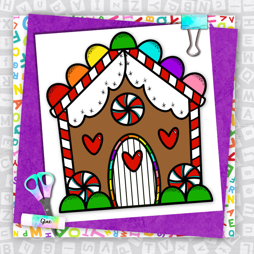Gingerbread House Craft, Kids Printable Craft Template, Winter Craft ...