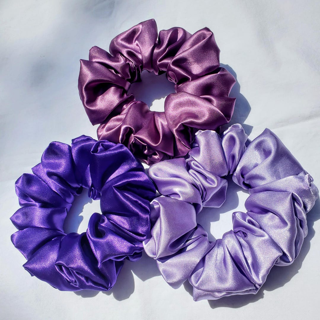 XL Purple Satin Scrunchie: Jumbo Handmade Hair Tie - Etsy