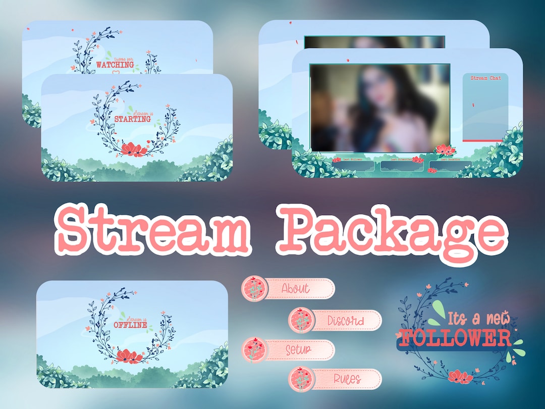 Stream Package - Animated Twitch Overlay - Cozy Nature Flower - Stream ...