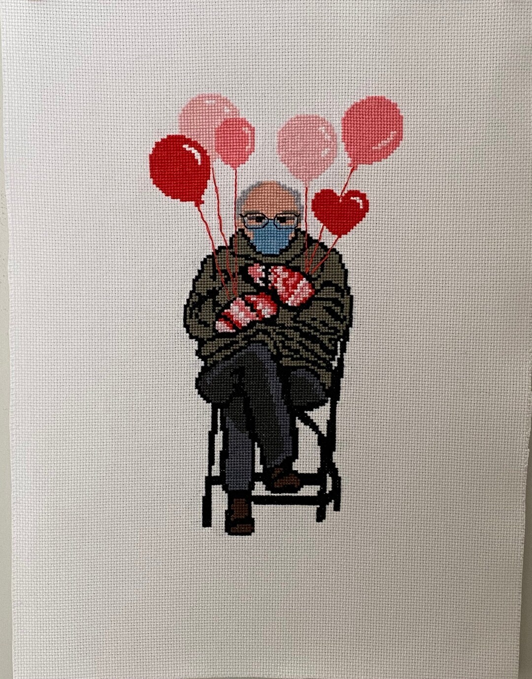Valentines Day Bernie - Mittens - Balloons - Etsy
