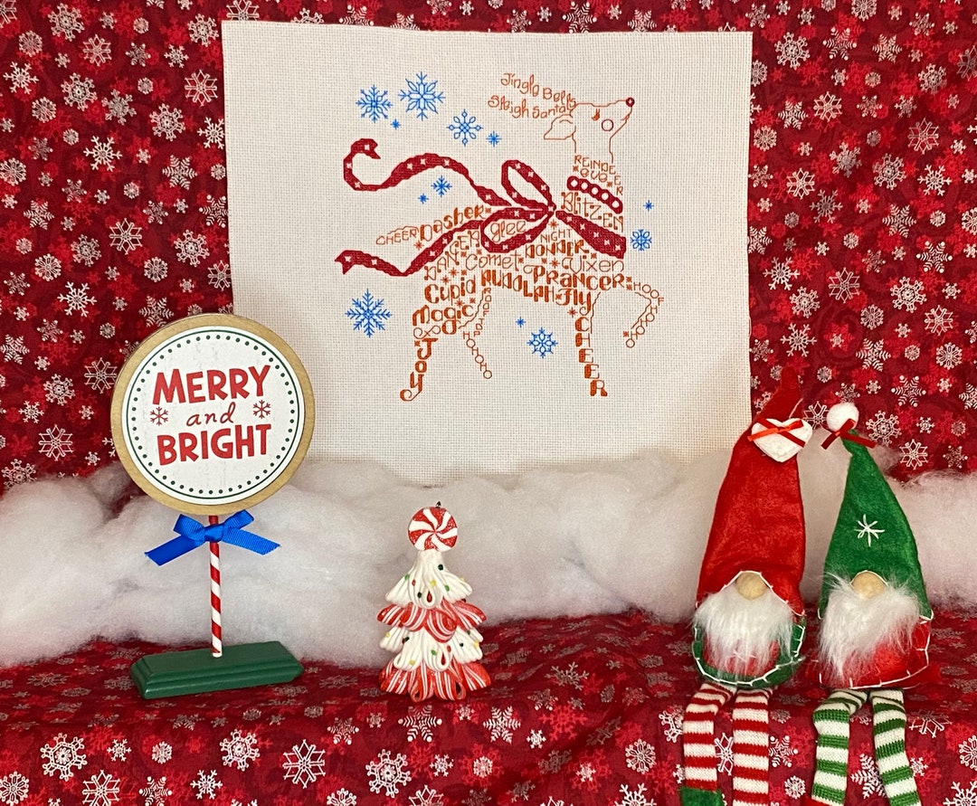 Christmas Rudolph the Red Nosed Reindeer Word Art Cross-stitch - Etsy