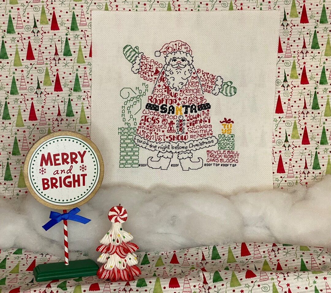 Santa Clause Word Art Cross-stitch - Etsy