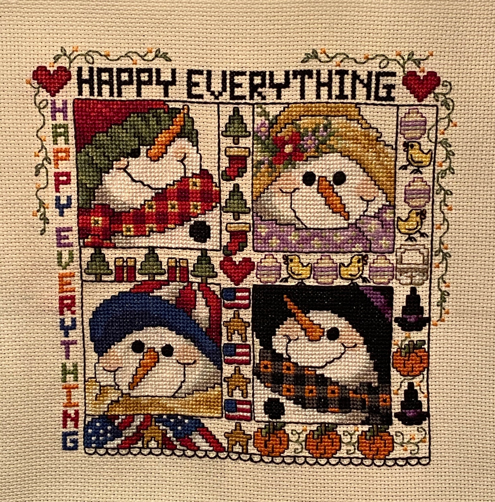 Cross Stitch - Happy Everything Snowmen - Etsy