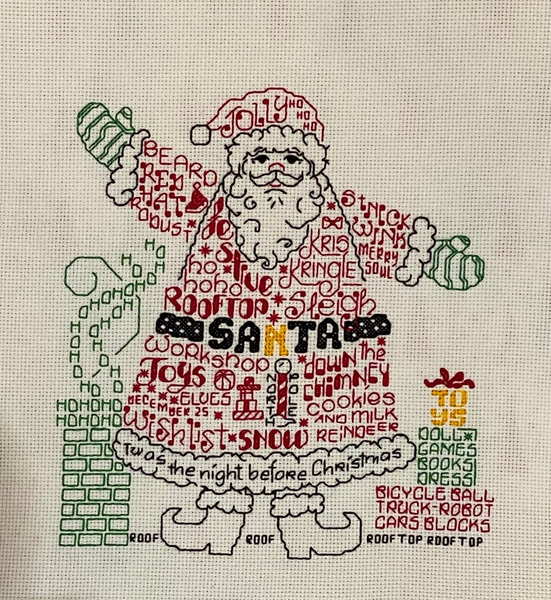 Santa Clause Word Art Cross-stitch - Etsy