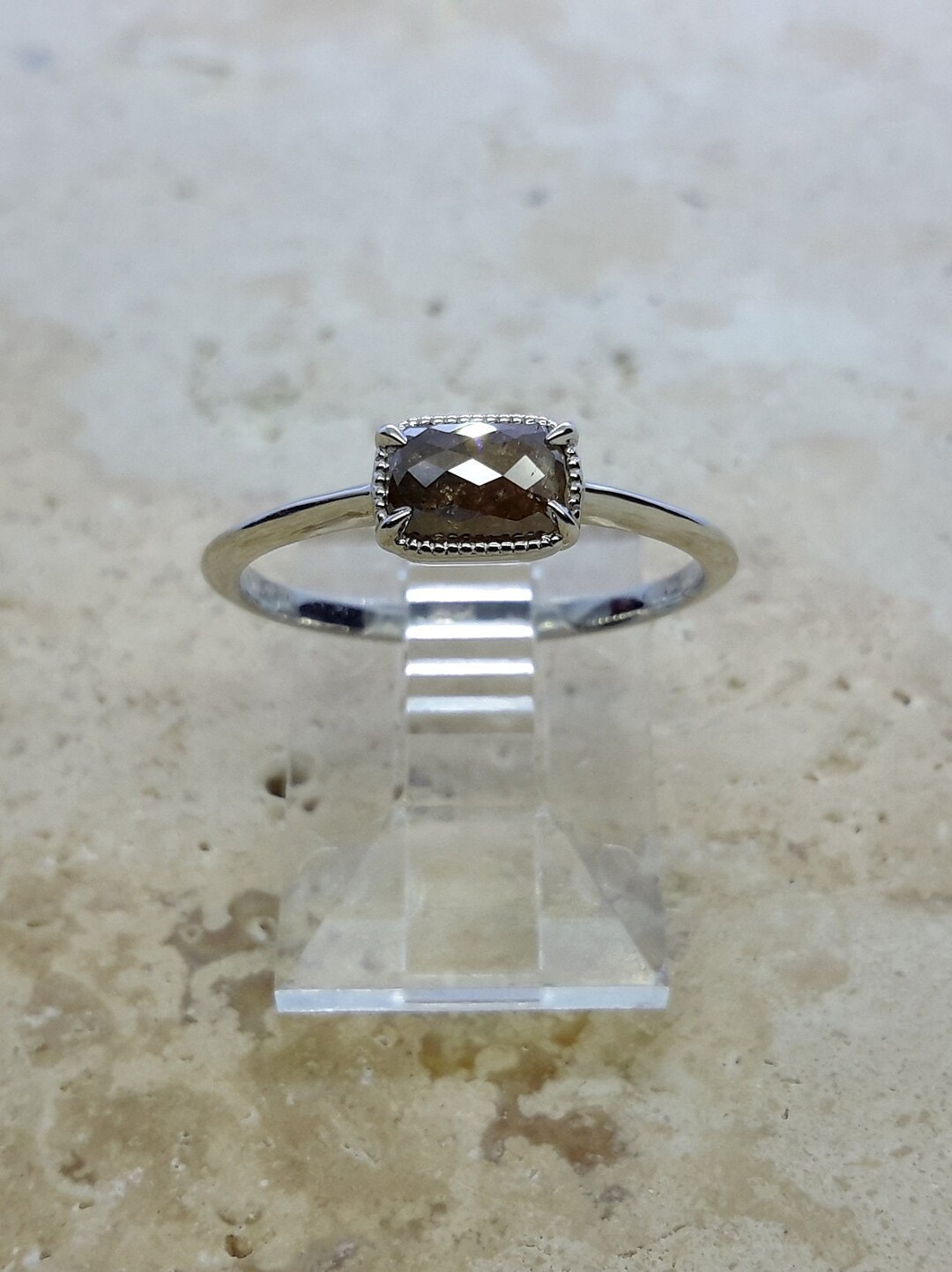 Diamond Rectangular Cushion Shape Checkerboard Cut Collet Style Set in ...