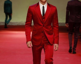 Red 3 Piece Suit - Etsy