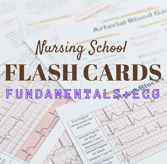 Nursing School Flash Cards Fundamentals and ECG | Etsy