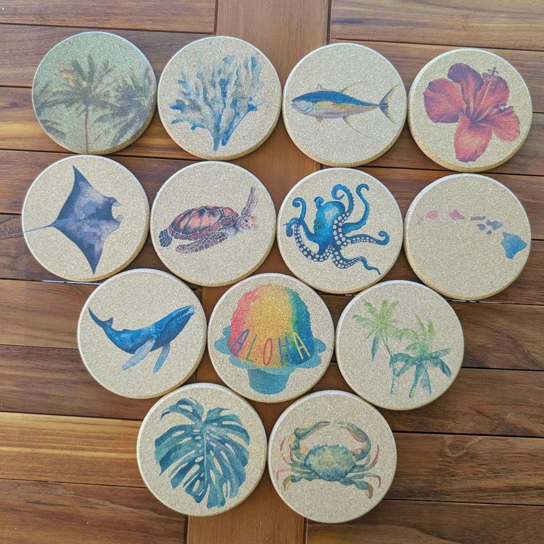 Colorful Cork Coasters - Etsy