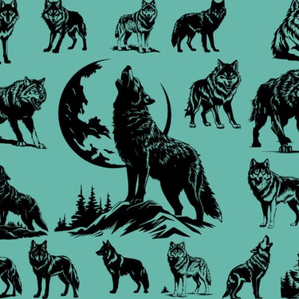 Wolf Vector Graphics - Etsy