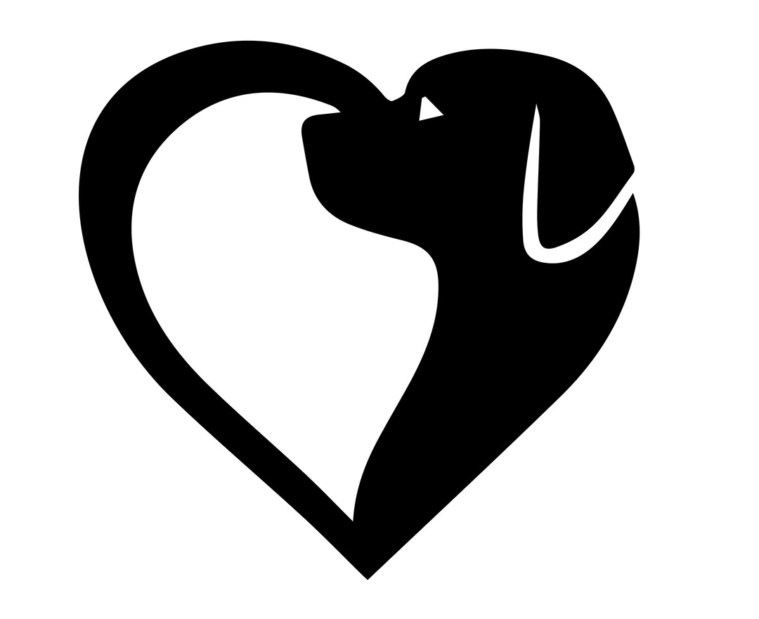 Dog Heart SVG, Love With Dog Svg Dxf Pdf Eps, Heart Paw Print SVG ...
