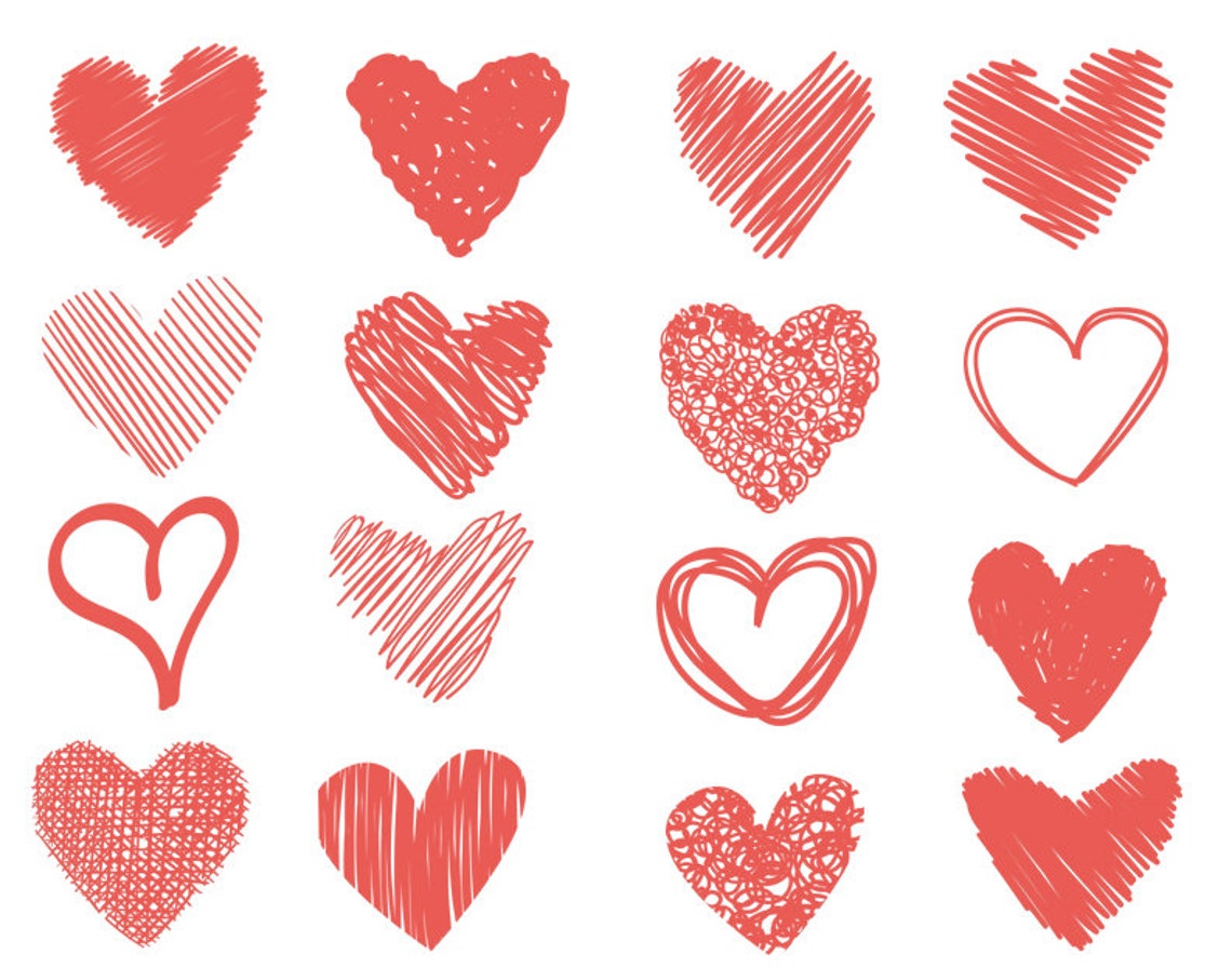 Hand Drawn Heart Svg Bundle, Hand Lettered Heart Cut File Heart Bundle ...