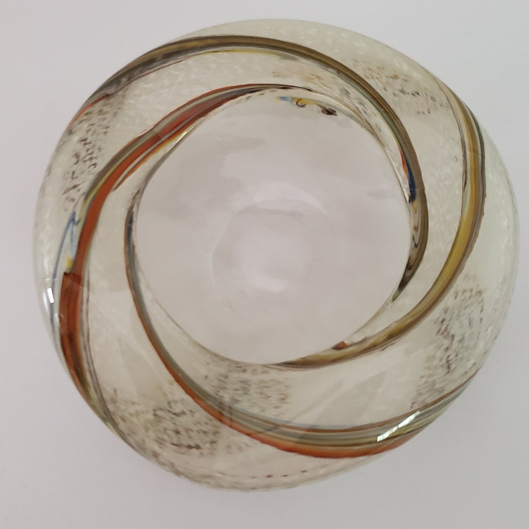 Art Glass Bowl Swirl Pattern Collectible Studio Glass - Etsy