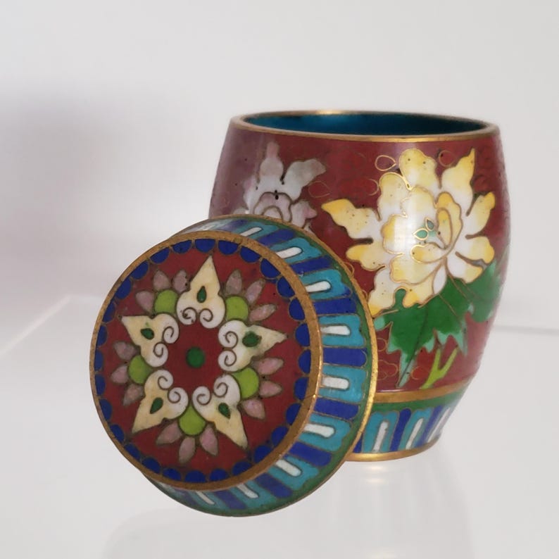 Cloisonne Jar With Flower Pattern Floral Retro Collectible Rare - Etsy