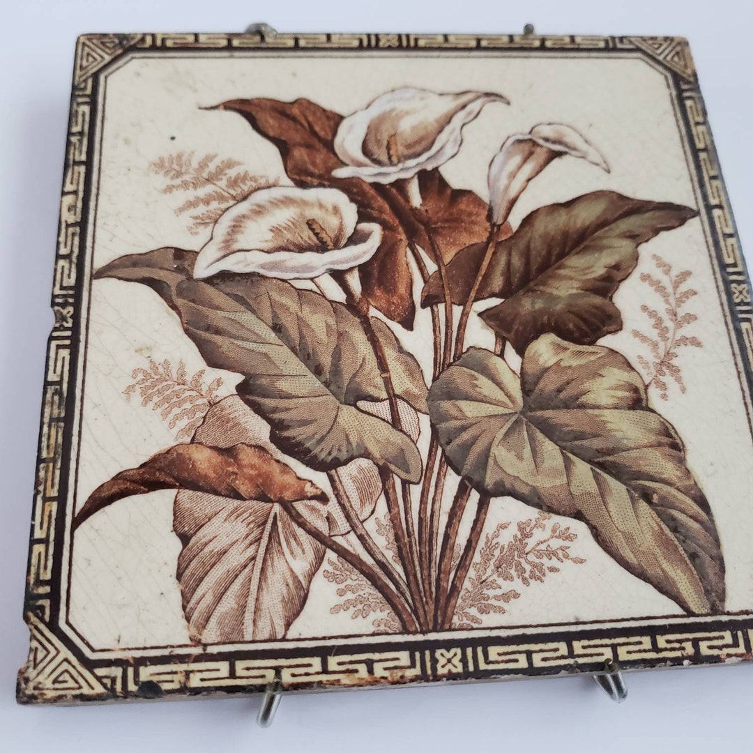 Antique Tile Flower Pattern Rare Retro Collectible - Etsy