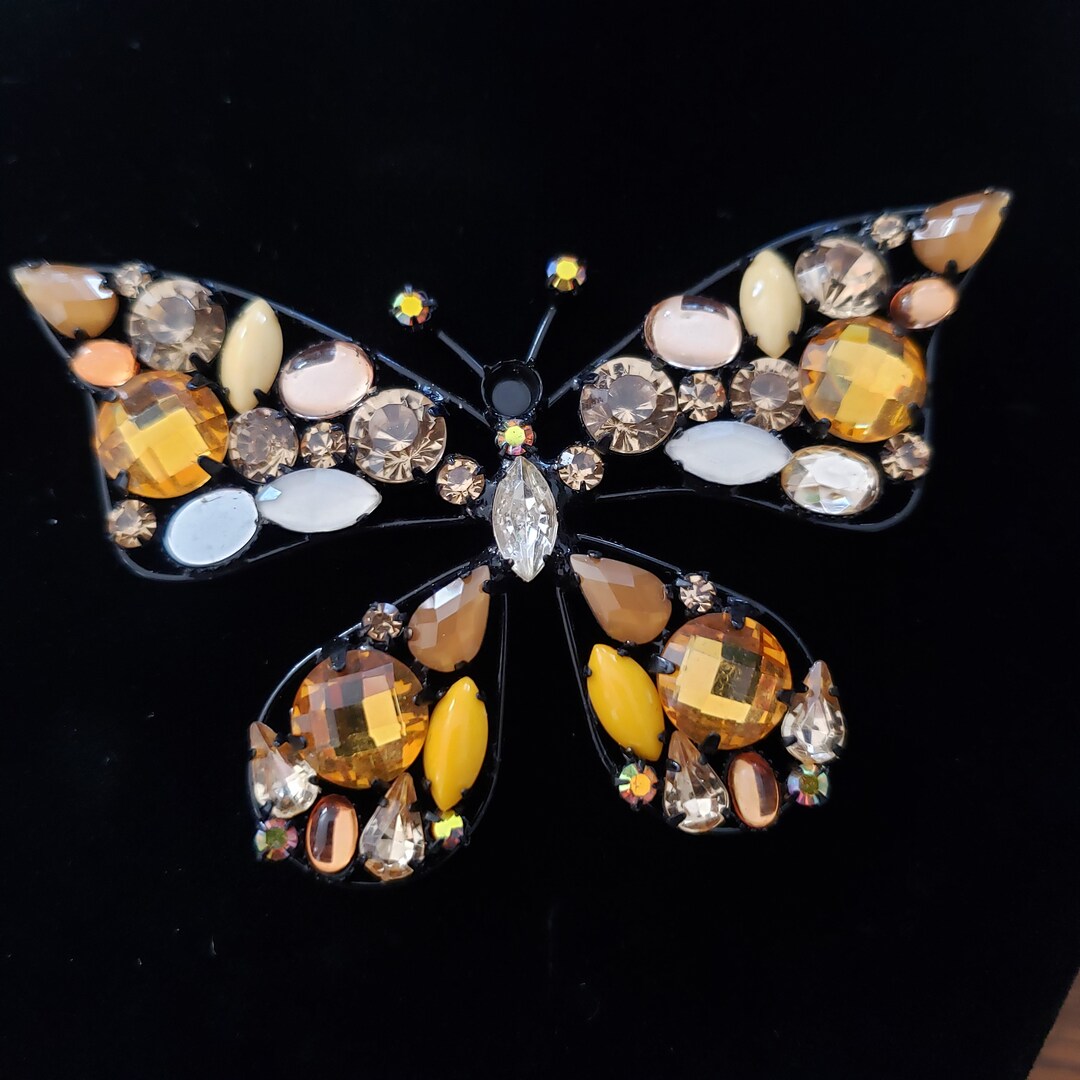 Joan Rivers Butterfly Brooch Designer Rhinestones Collectible Pin ...