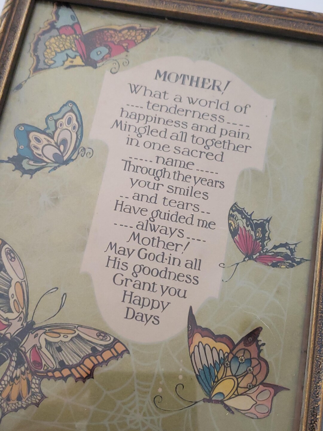 Vintage Framed Print Poem Print Antique Art Deco Collectible 1920s ...