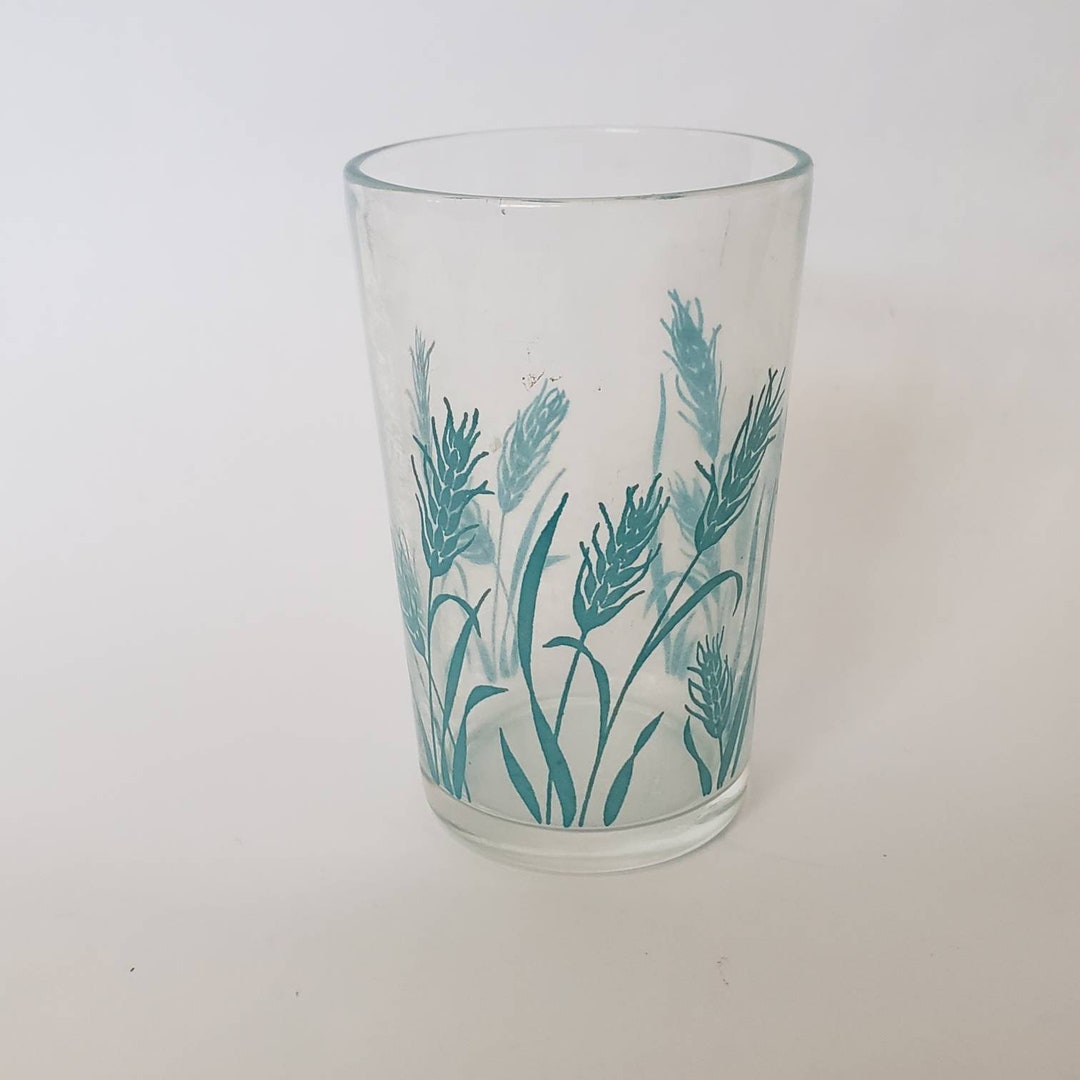 Vintage Glass Juice Swanky Swig Retro Collectible Cat Tails Teal Blue ...