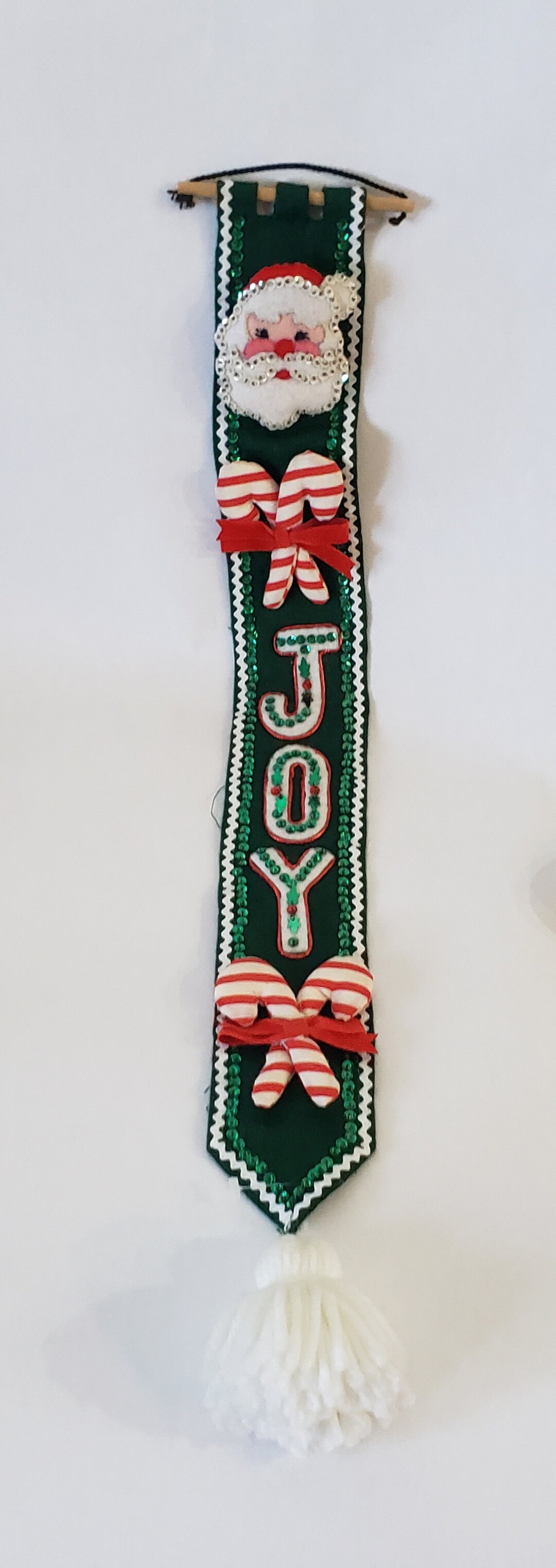 Vintage Santa Clause Joy Candy Cane Sequin Wall Christmas Collectible ...