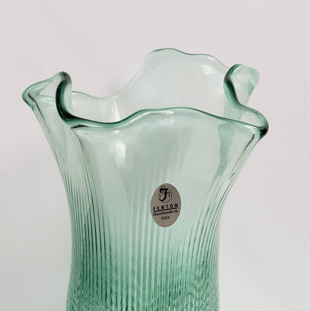 Green Vase Designer Fenton Art Glass Studio Collectible - Etsy