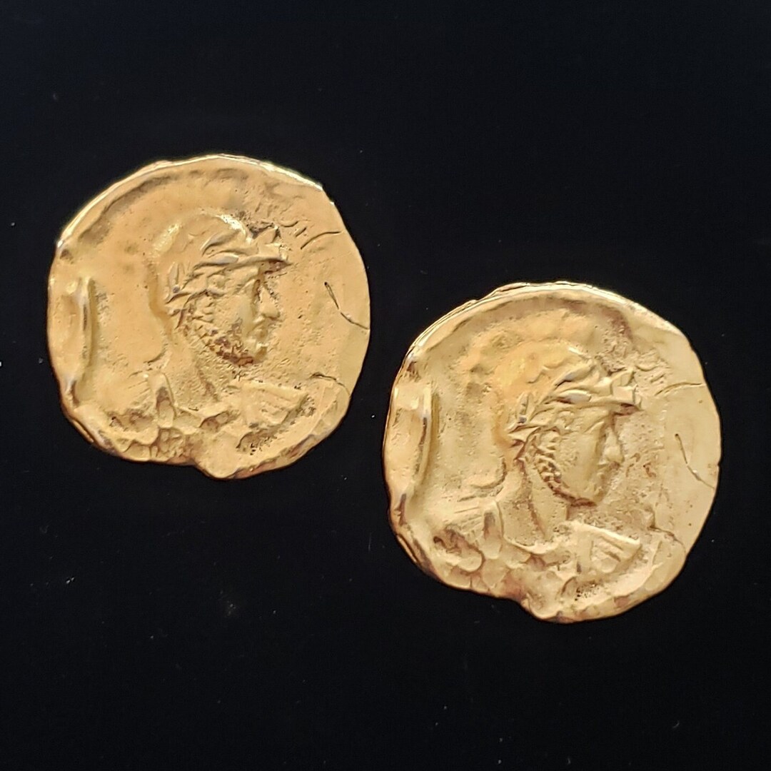 Coin Warrior Earrings Etruscan Theme Retro Collectible Costume Jewelry Pierced Earrings - Etsy
