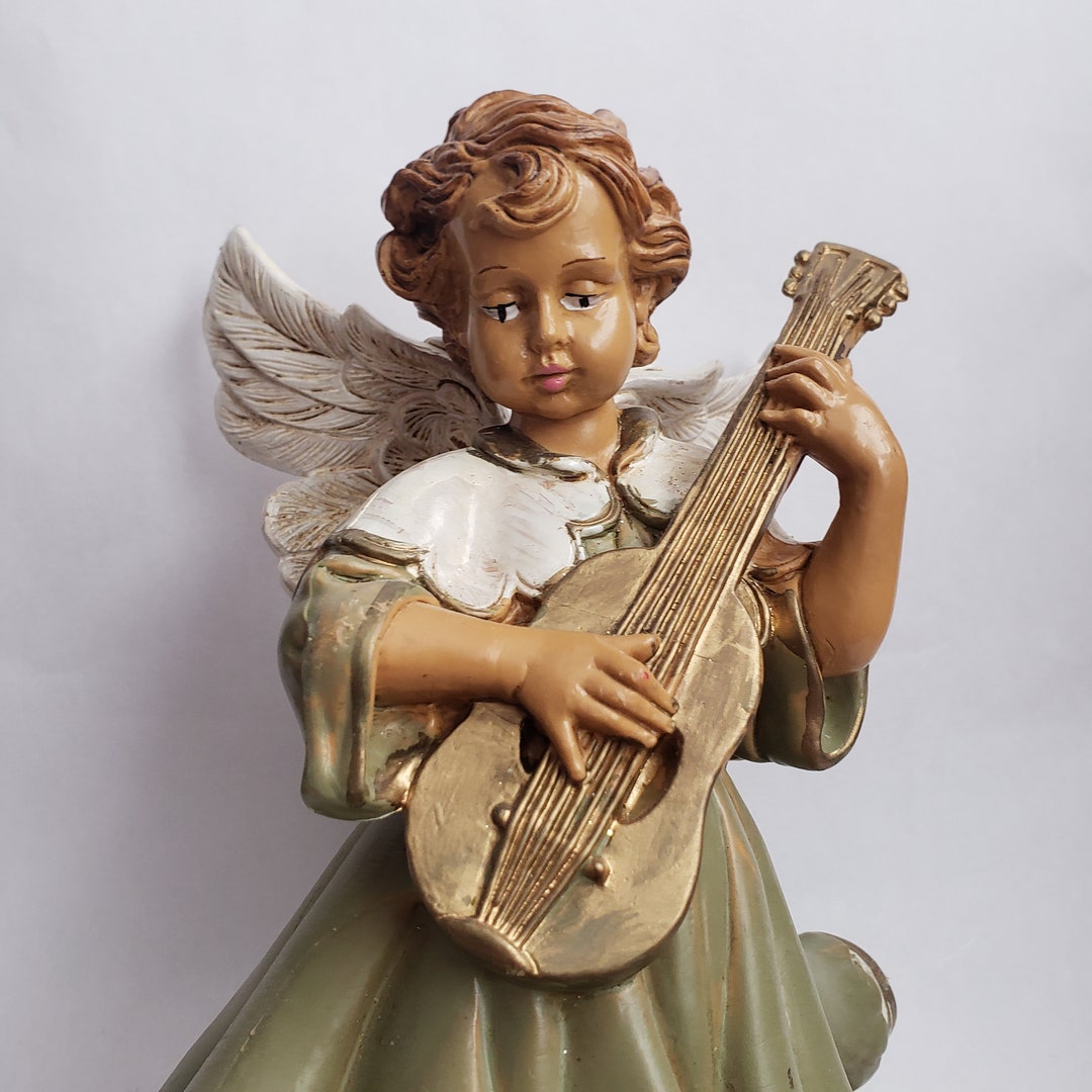 Vintage Angel Figurine Angel With Instrument Retro Collectible ...