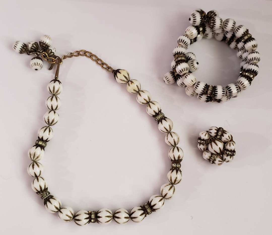 Rare Designer Hobe Jewelry Set Matching Necklace Bracelet Retro ...