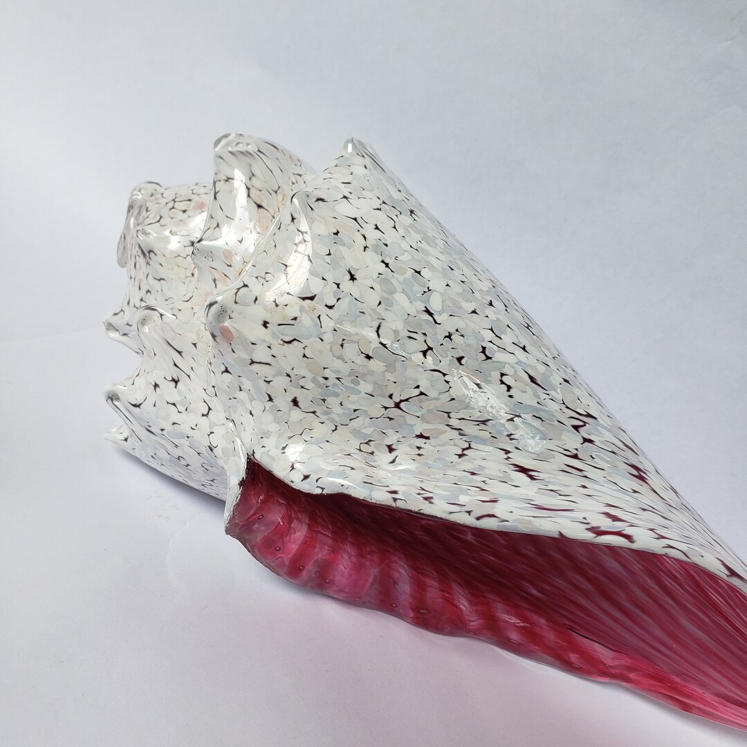 Conch Shell Art Glass Cranberry Studio Art Glass Collectible Decor - Etsy