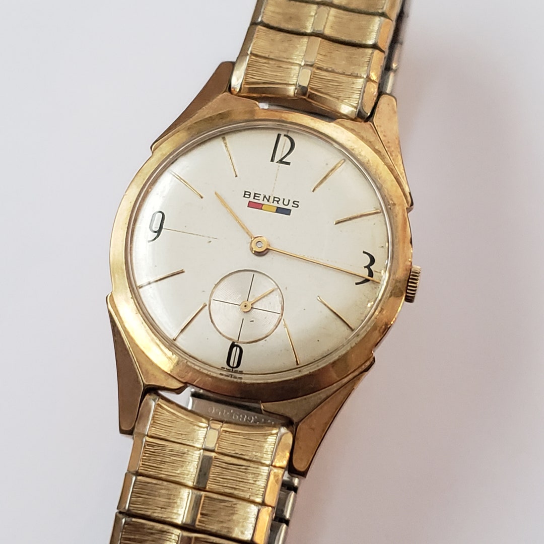 Benrus Round Face Designer Watch Vintage Retro Collectible Time Piece ...
