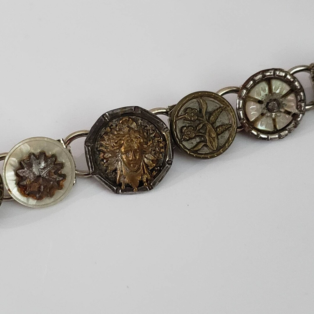 Vintage Bracelet Antique Buttons Rare Retro Collectible Costume Jewelry ...