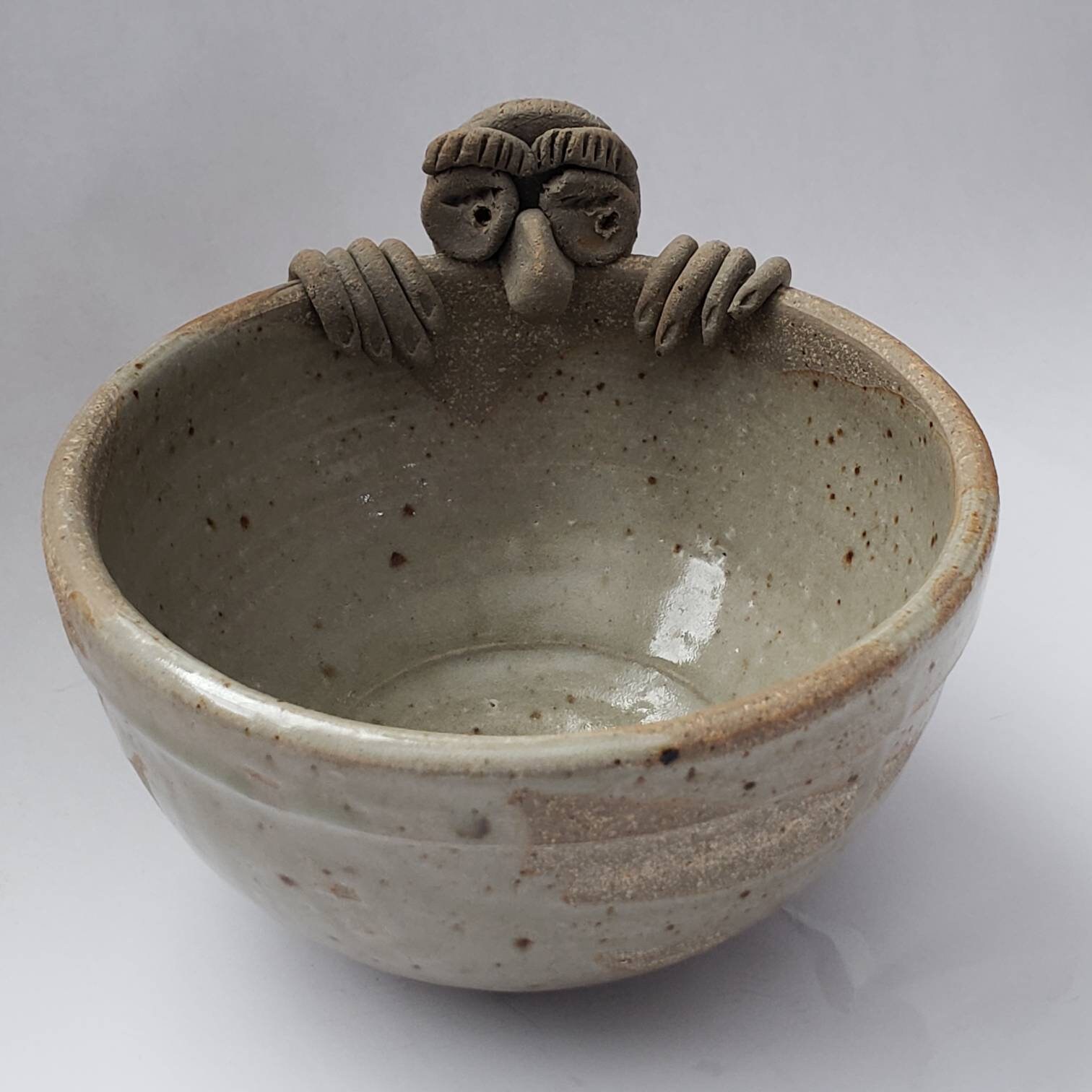 Rare Pottery Bowl With Face and Hands Coming Coming up Over - Etsy