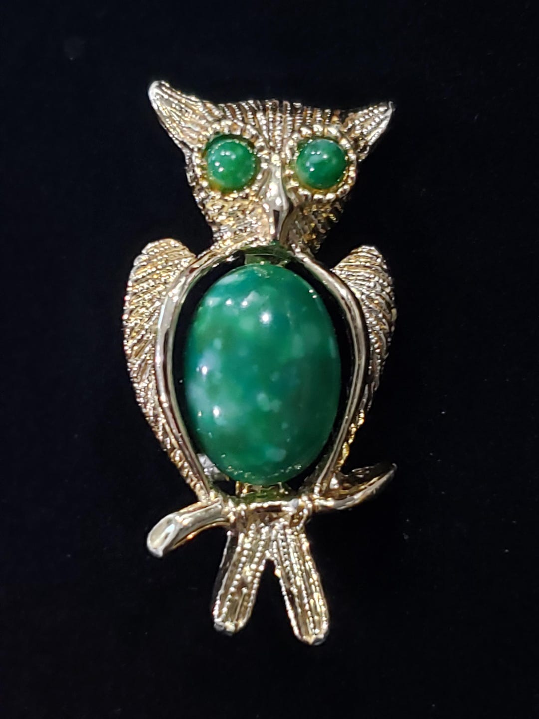 Owl Brooch Green Jelly Belly Retro Collectible Pin Vintage Costume ...