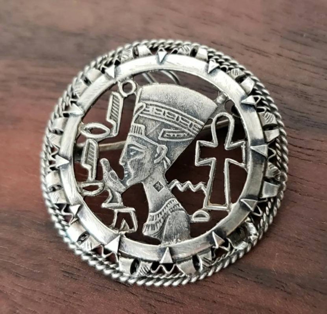 Rare Vintage Egyptian Theme Brooch Sterling Silver Estate Sterling ...