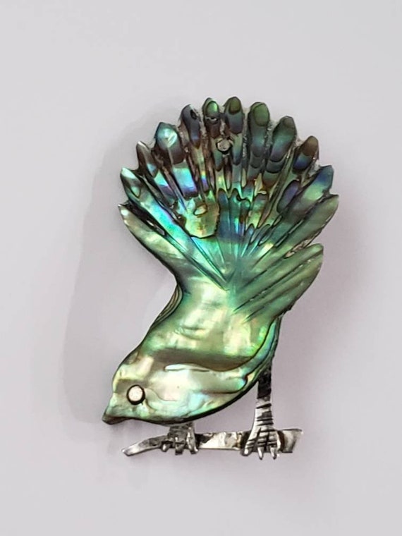 Vintage Brooch Bird Abalone Shell Early Rare Collecti… - Gem