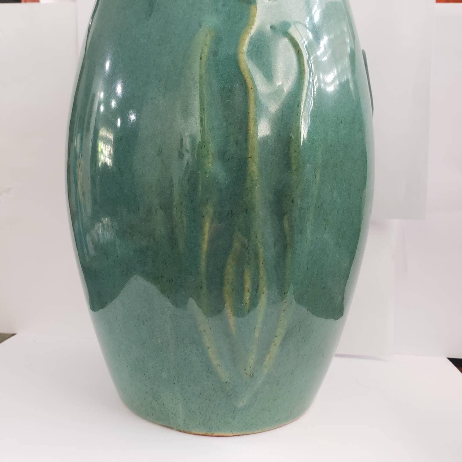Vintage Pottery Vase Green Flower Floral Pattern Rare Retro - Etsy