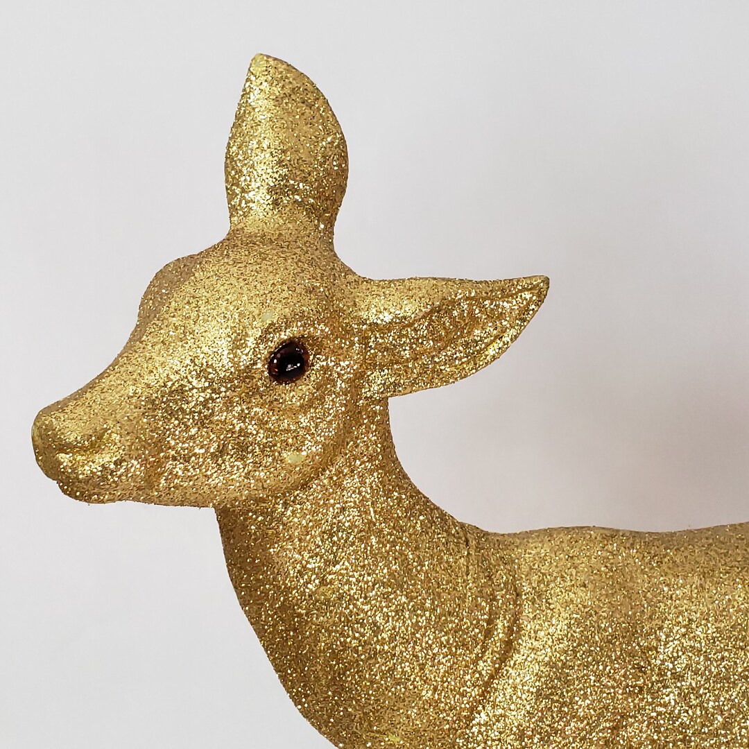 Deer Figurine Gold Sparkle Insch Deko Handwerk Germany Christmas Rare ...