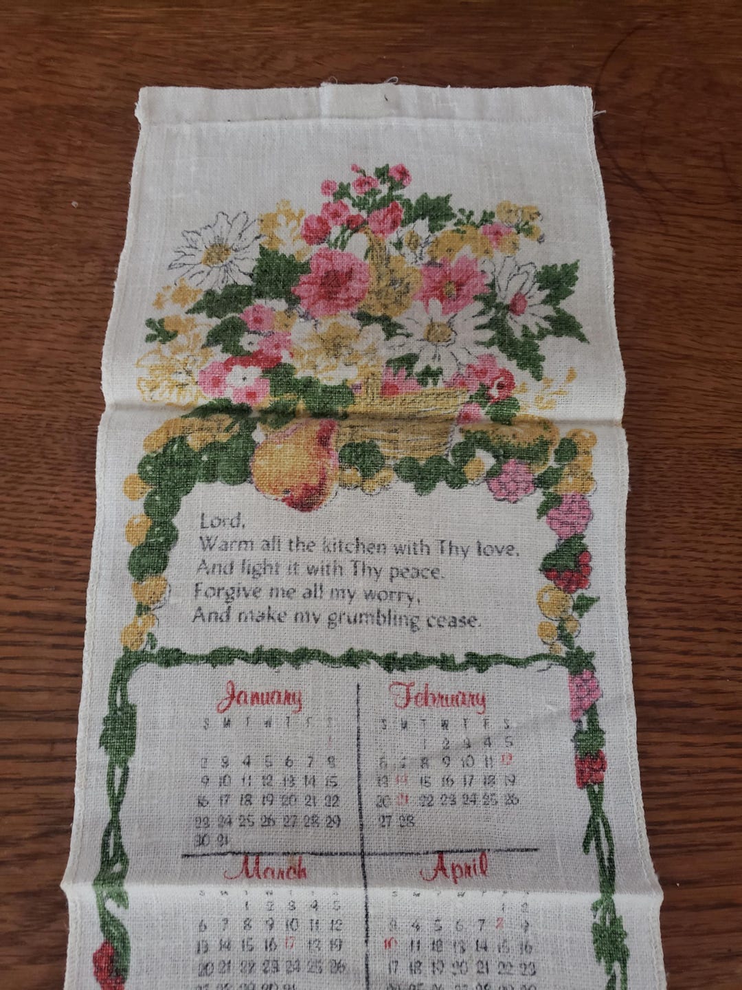 Calendar Towel 1977 Retro Collectible - Etsy