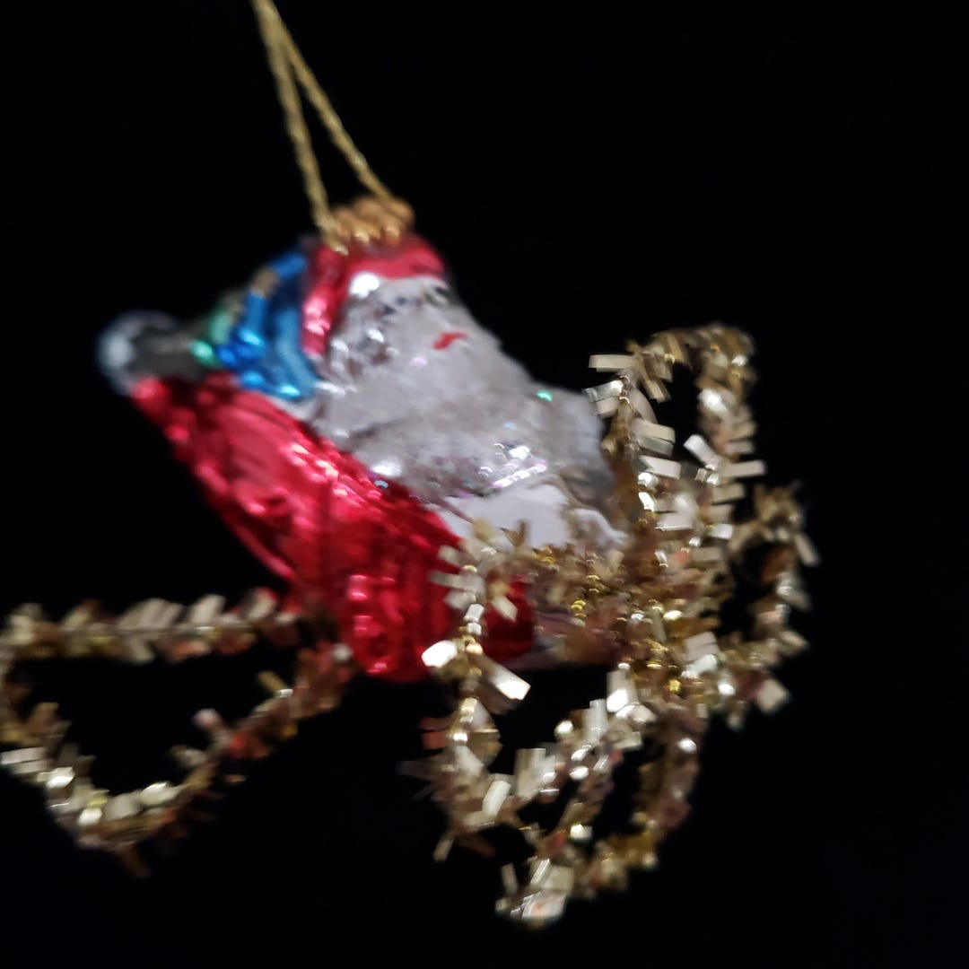 Santa Claus Flying a Plane Ornament Vintage Christmas Collectible ...