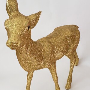 Deer Figurine Gold Sparkle Insch Deko Handwerk Germany Christmas Rare ...
