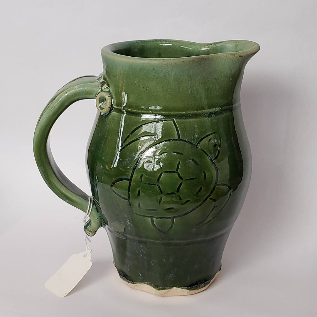 Art Pottery Pitcher Turtle Theme Rare Retro Collectible - Etsy