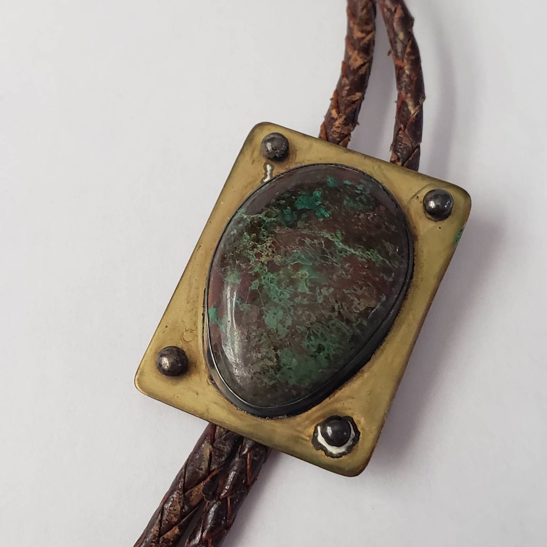 Rare Antique Bolo Stone Center Handmade Early Collectible Southwestern ...