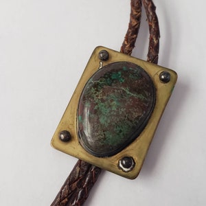 Rare Antique Bolo Stone Center Handmade Early Collectible Southwestern ...