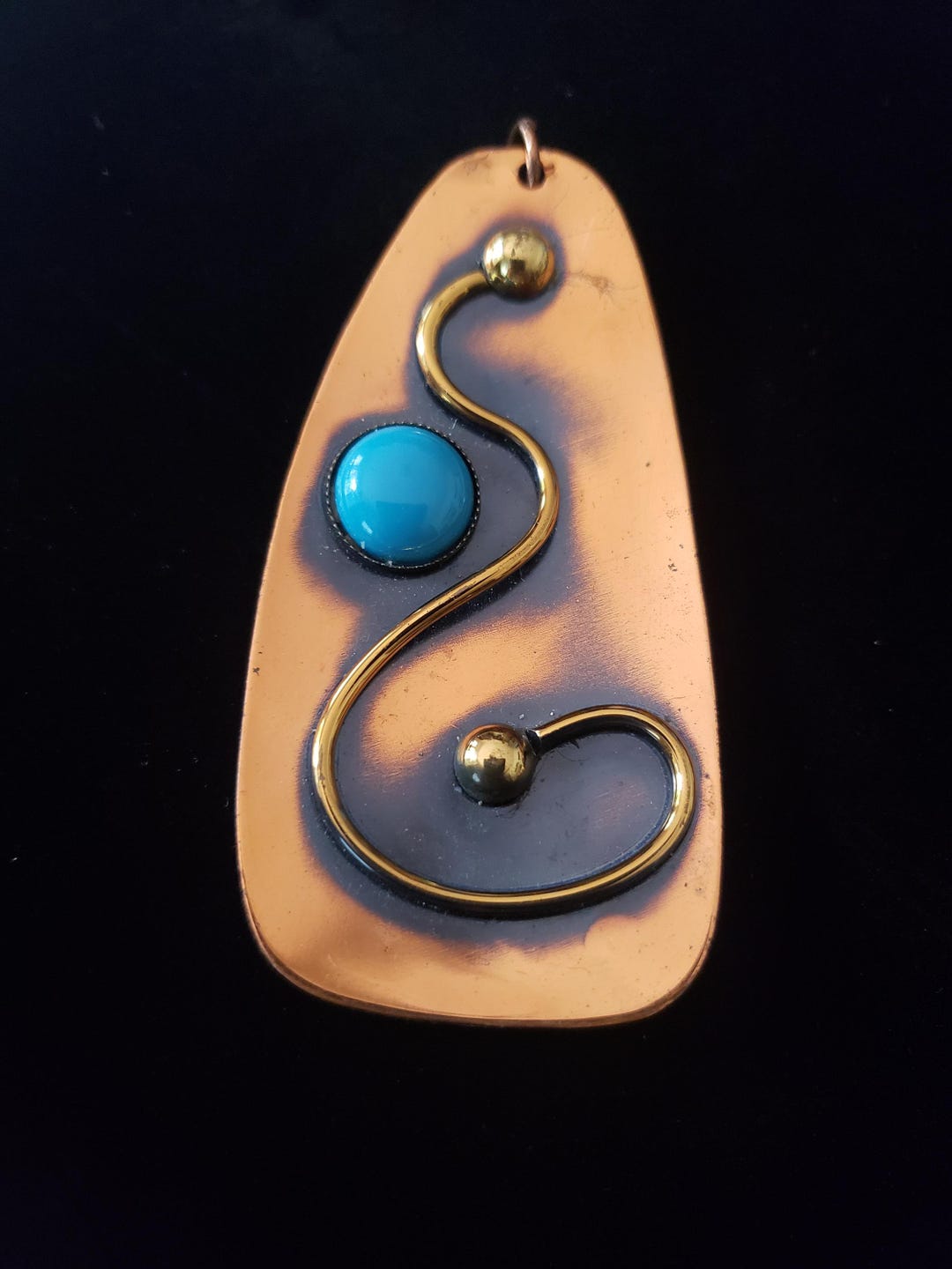 Pendant Copper Blue Stone Swirl Pattern Collectible Jewelry - Etsy