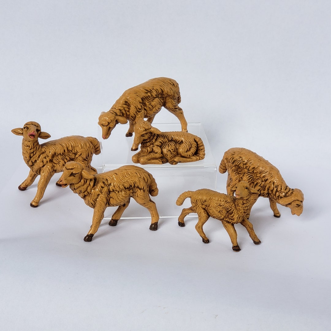 Fontanini Lamb Lot Set of 6 Animal Vintage Nativity Figurine Retro ...