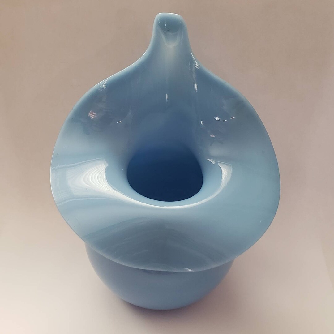 Vintage Vase Art Blass Blown Blue Glass Retro Studio Art Glass - Etsy