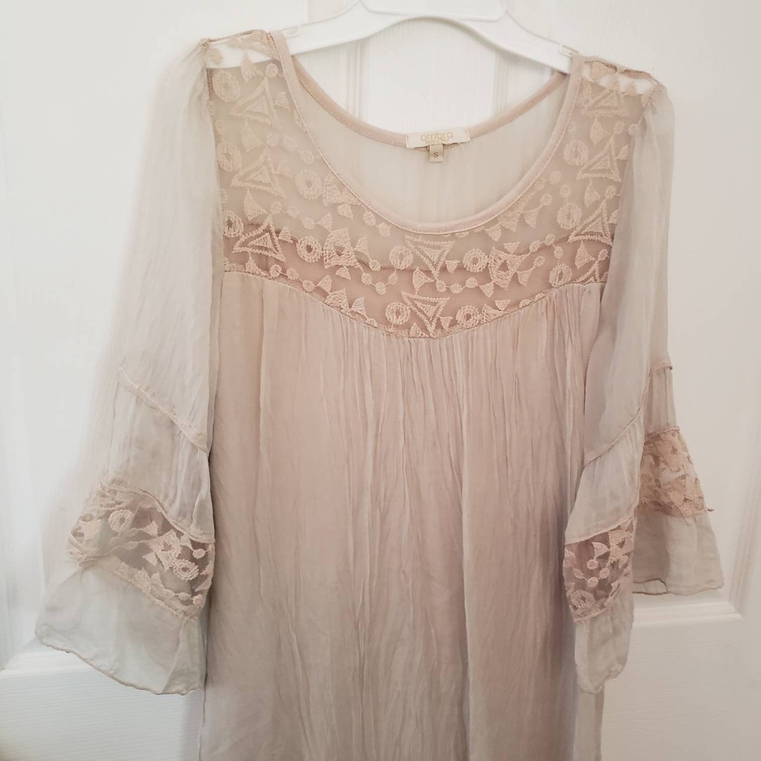 Dress Designer Ambra Made in Italy 100% Silk Size Small Lace ...