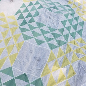 Antique Quilt Top Rare Retro Collectible Primitive Yellow Green White ...