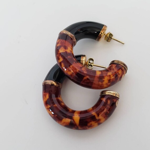 Hoop Earrings Made in Italy Brown Black Pierced Designer - Etsy