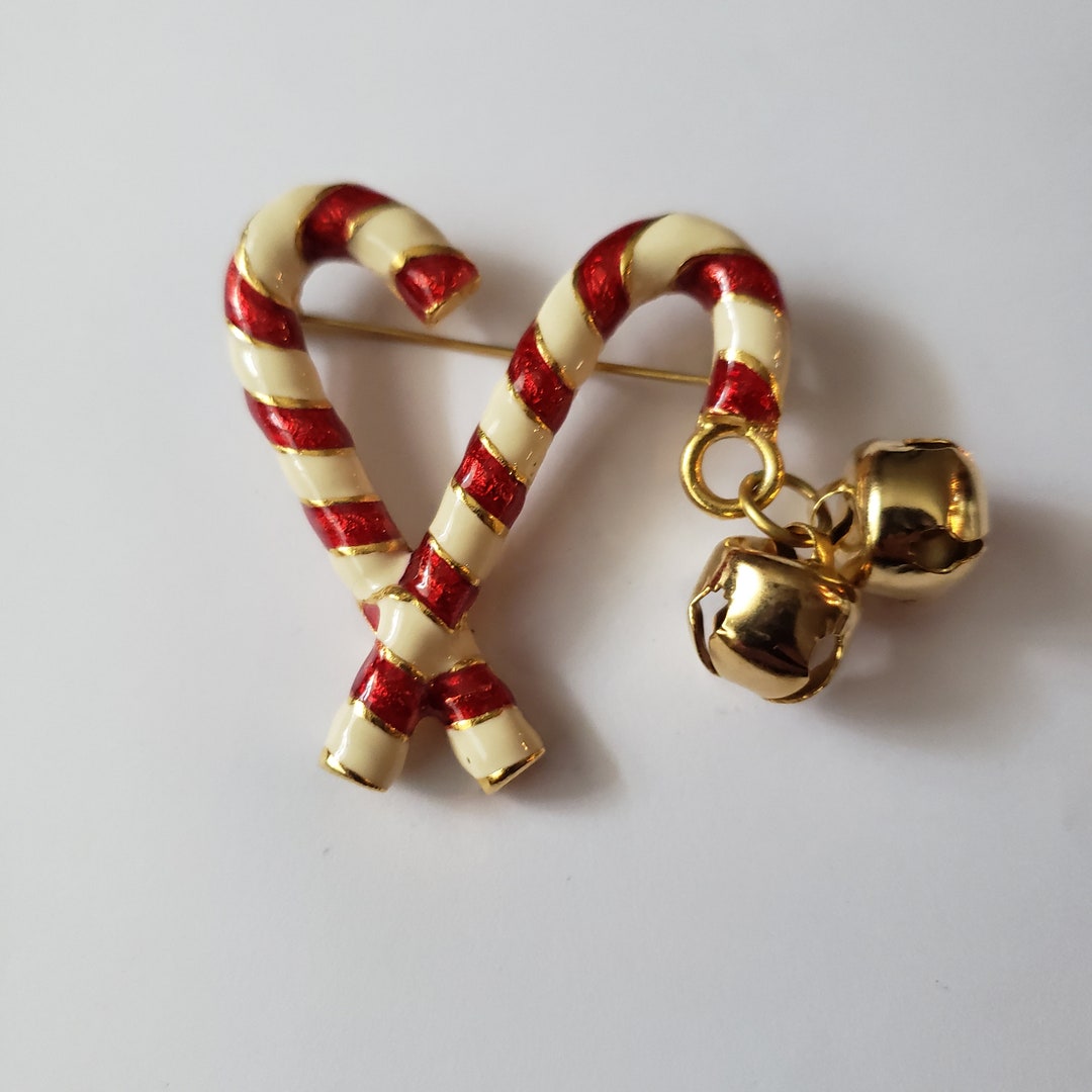 Candy Cane Brooch Retro Collectible Christmas Brooch Costume Jewelry ...