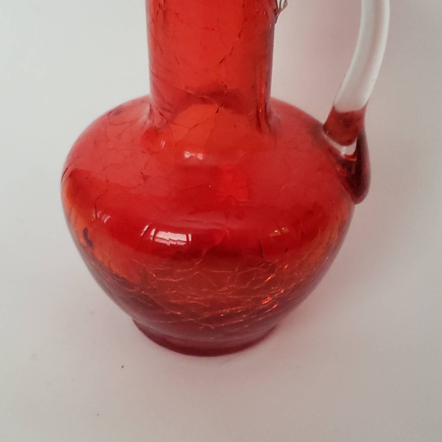 Vintage Crackle Glass Pitcher Retro Collectible Red Pitcher - Etsy
